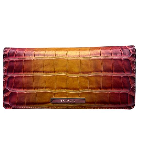 Brahmin | Bags | Brahmin Ady Bifold Croc Embossed Leather Wallet In Red ...